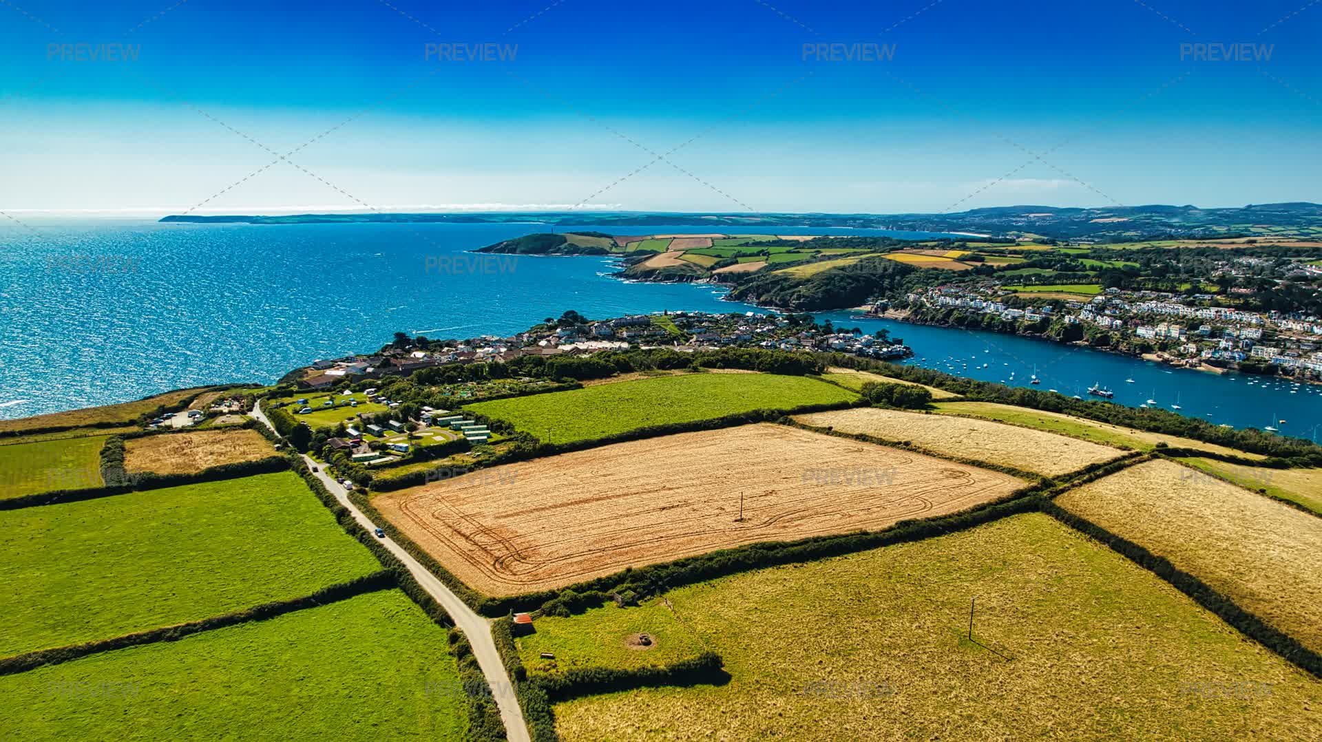 Aerial Coastal Landscape With Fields And - Stock Photos | Motion Array Aerial Coastal Landscape With Fields And - Stock Photos | Motion Array