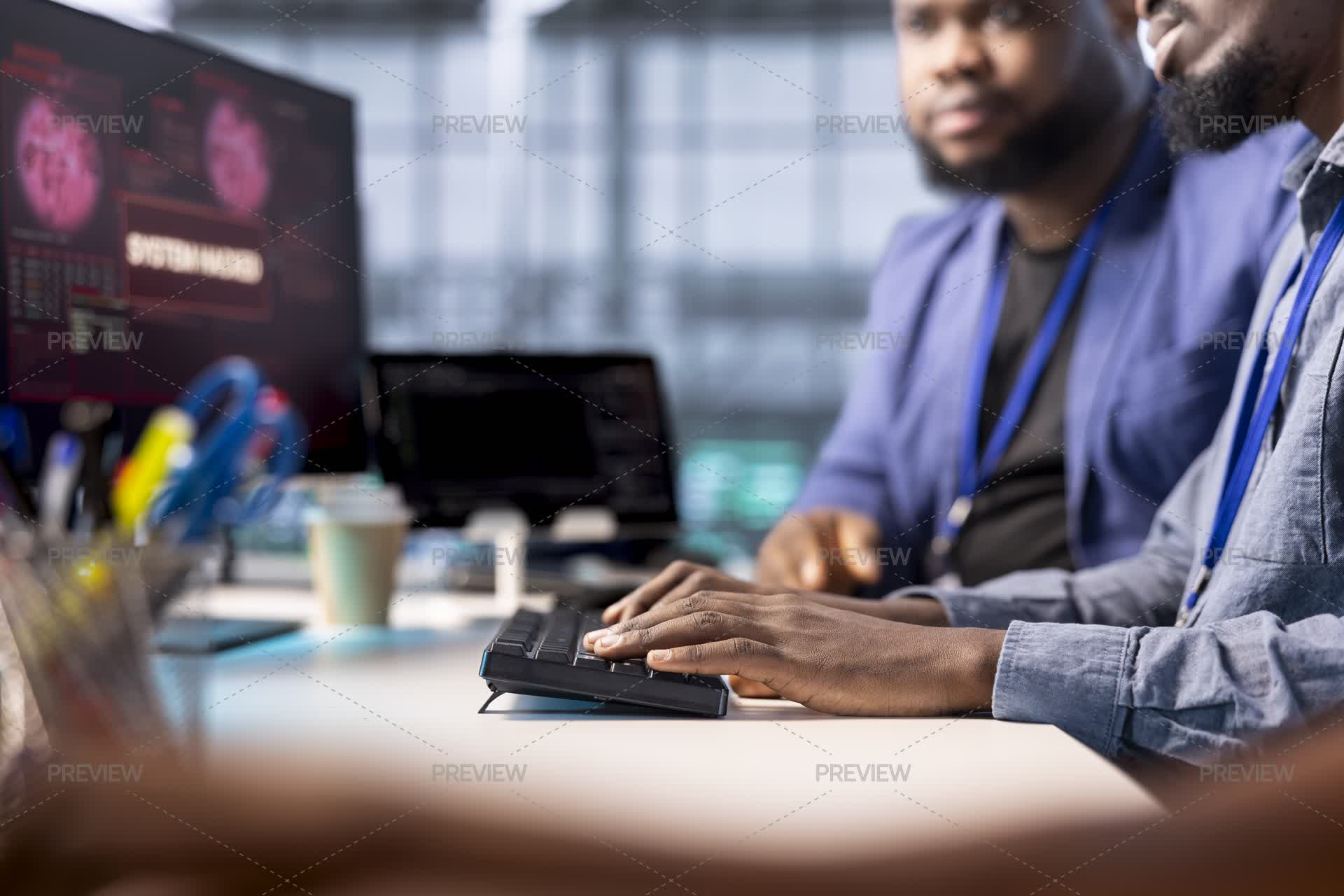 Man In Data Center Workplace Trying To Get Rid Of Virus - Stock Photos ... Man In Data Center Workplace Trying To Get Rid Of Virus - Stock Photos ...