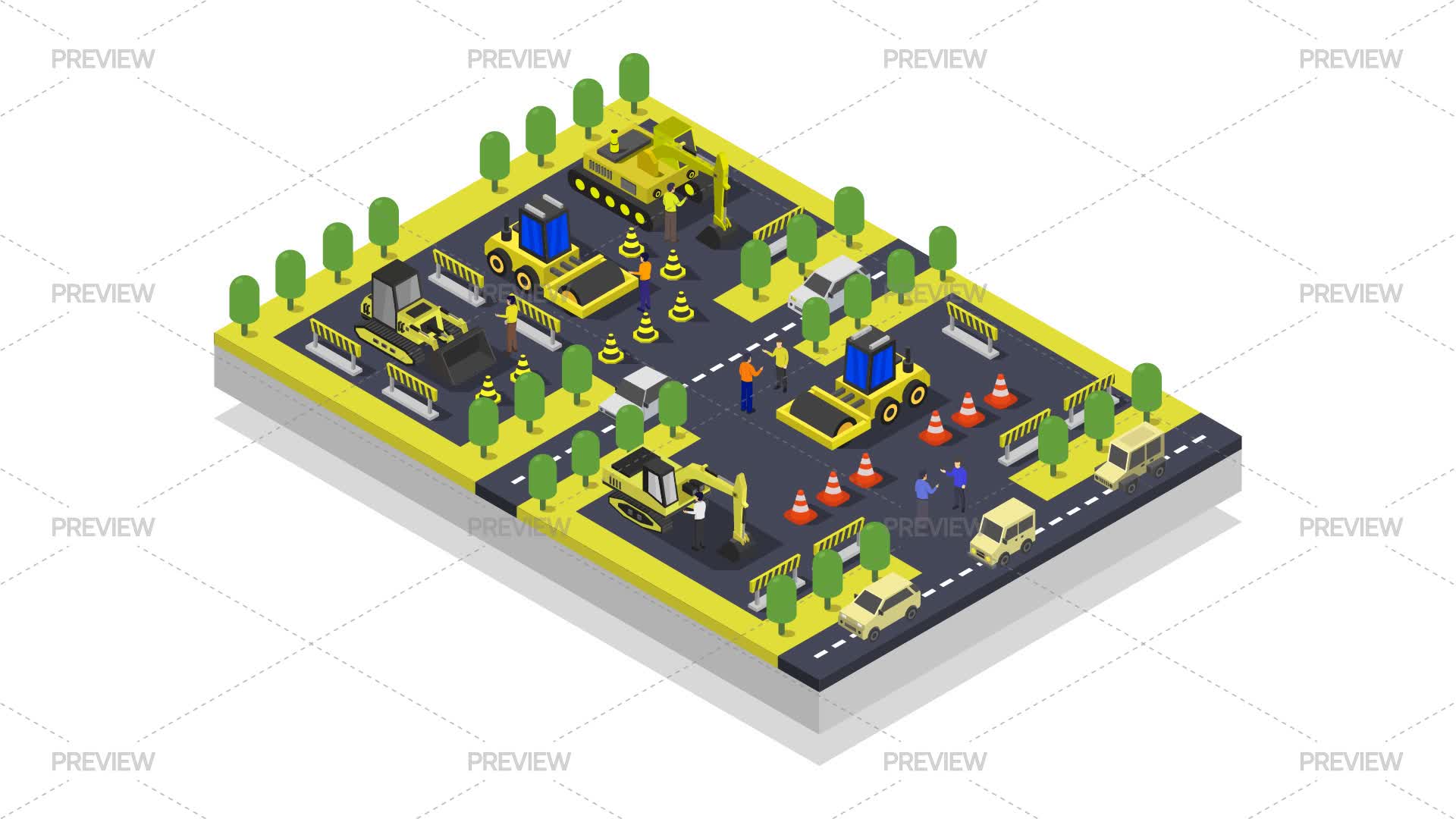 Isometric Industrial Vehicles - Graphics | Motion Array Isometric Industrial Vehicles - Graphics | Motion Array